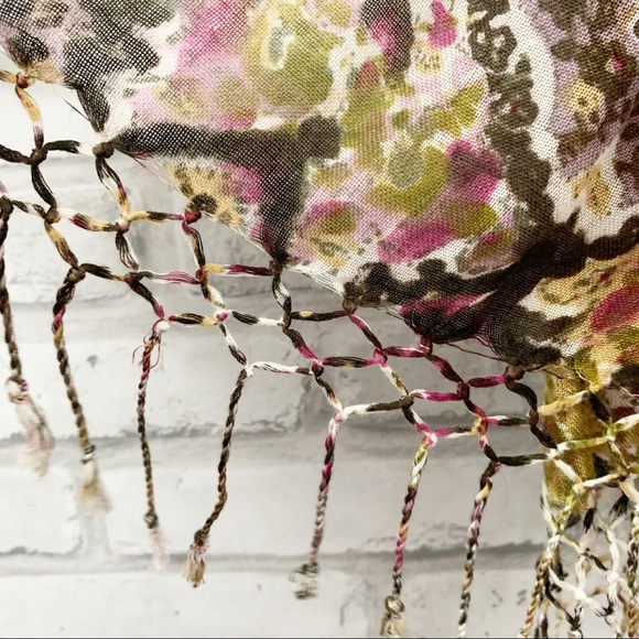 LOFT | Accessories | Loft Floral Lightweight Fringed Scarf | Poshmark